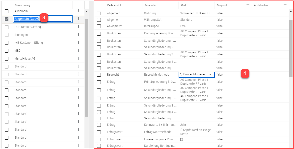 Defaultset erstellen / duplizieren / löschen – VITRUV AG