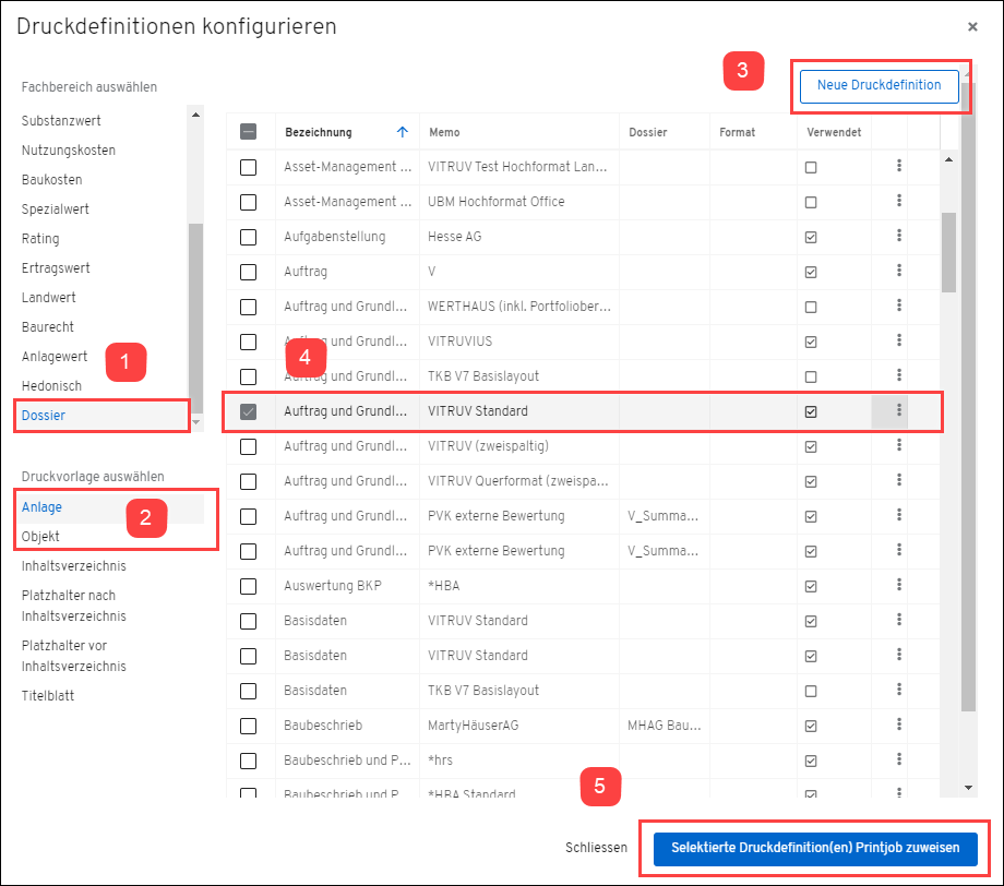 Druckdefinition: Dossiers – VITRUV AG