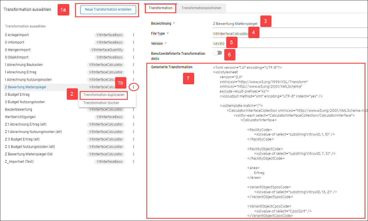 Transformation erstellen / duplizieren – VITRUV AG